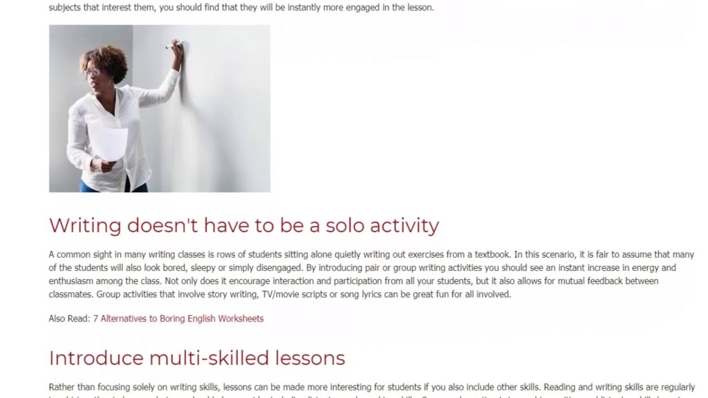 Great Ideas For Teaching Writing Skills In The Esl Classroom Ittt